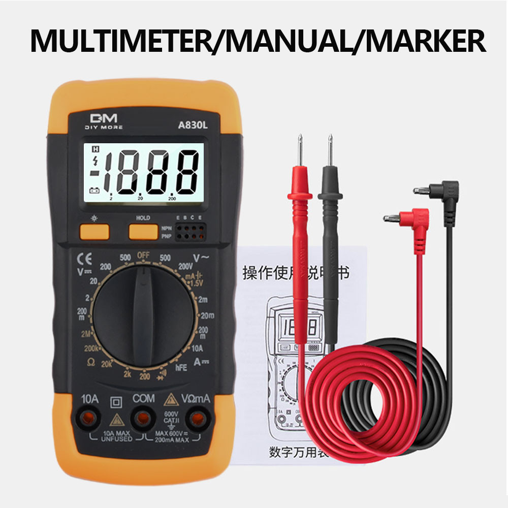 DIYMORE Digital Multimeter 2000 Counts Voltage Tester Volt Ohm Amp ...