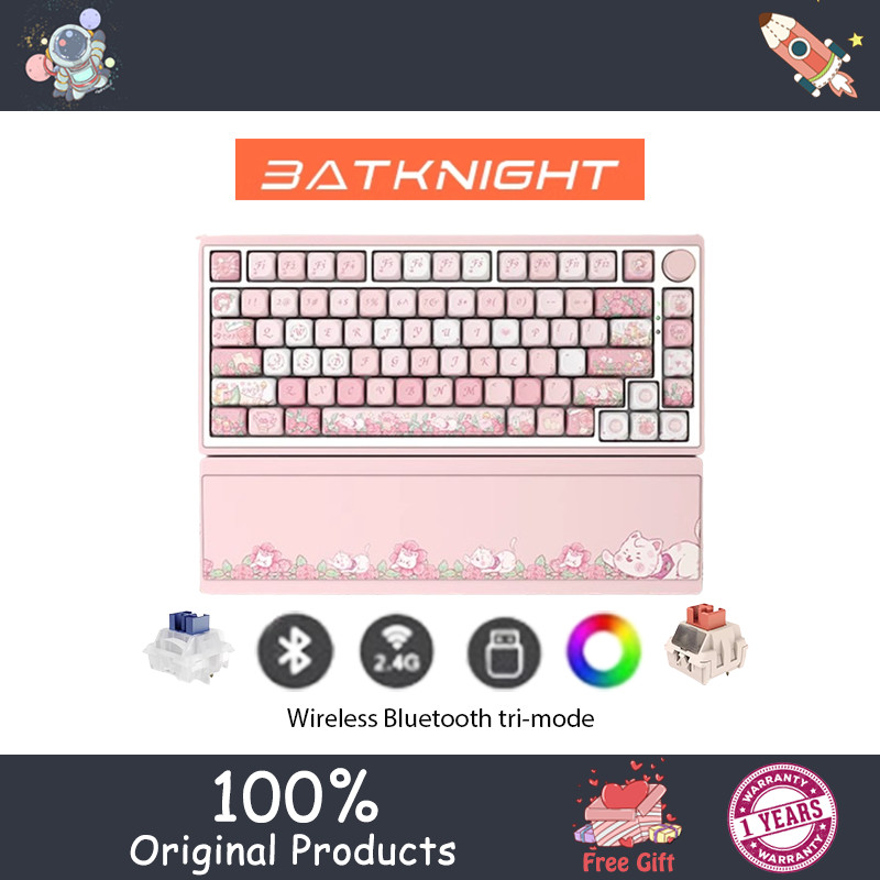 BATKNIGHT BK75 Wireless three-mode girl cute game office mechanical ...