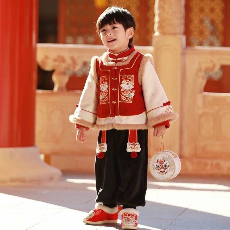 Kids' Hanfu Two-Piece New Year Outfit 2025 Snake Year National Style ...