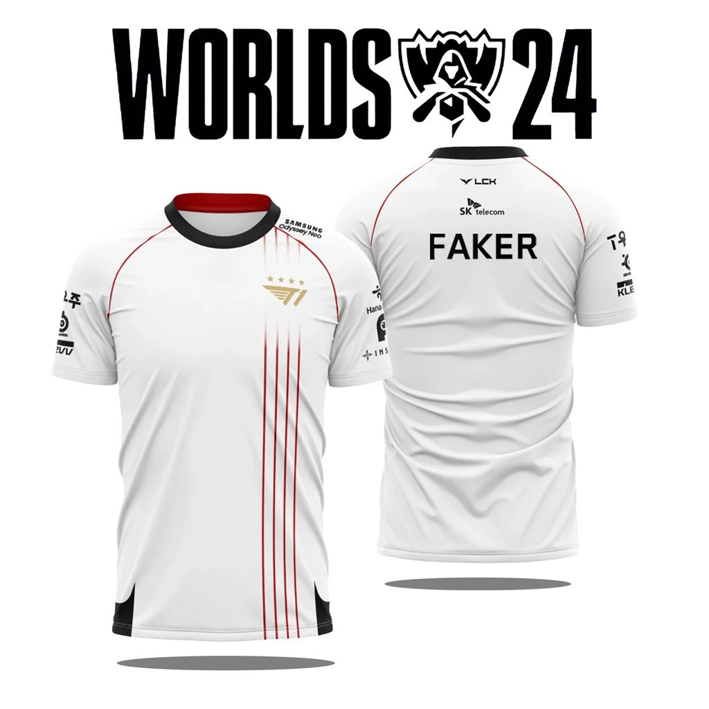 2024 New T1 Esports Team Uniform T-shirt League Of Legends World Finals ...