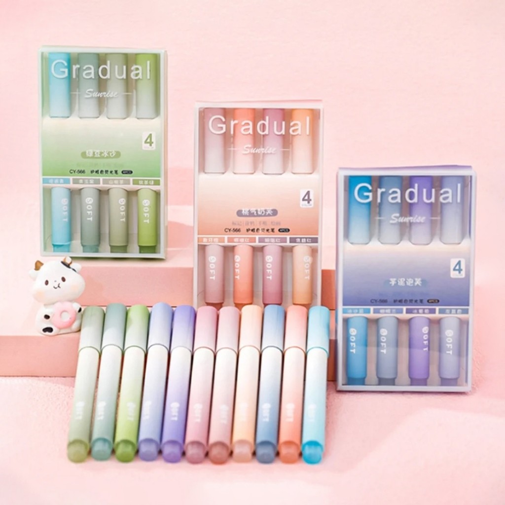 4Pcs/Box Higlighter mark Pen Gradient Gentle Wear-resistant Color ...