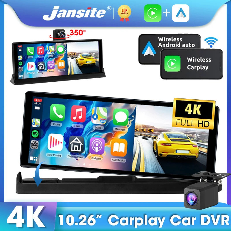 Jansite 10.26" Car DVR 4K Dash cam Rotation 2160P Front Camera Recoder ...
