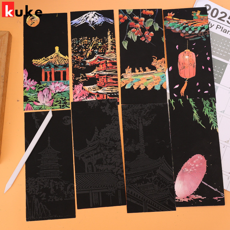 Magic City Scratch Painting Kit - Castles,Flame, Lantern - DIY Graffiti ...
