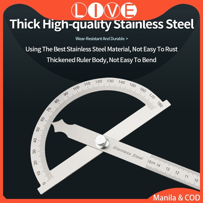 180 Degree Stainless Steel Protractor Angle Rotary Measuring Ruler ...