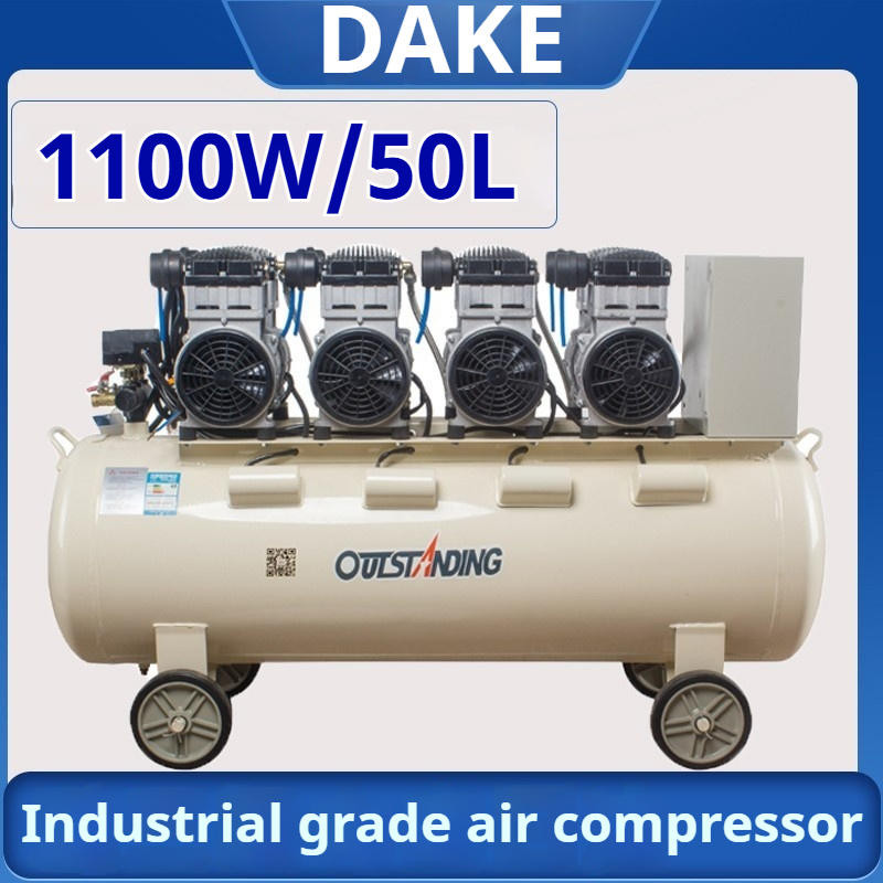 Large Air Compressor Portable Heavy Duty Oil-free Silent 1100W/50L ...