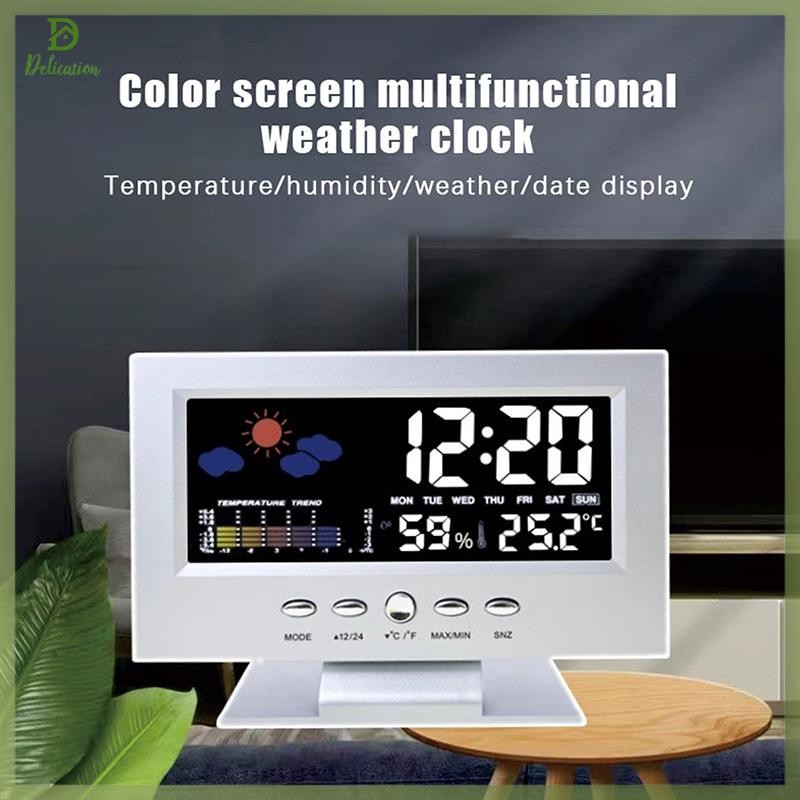 Delication Multi-functional Weather Station Clock Thermometer Hygrometer Calendar Digital LCD ...
