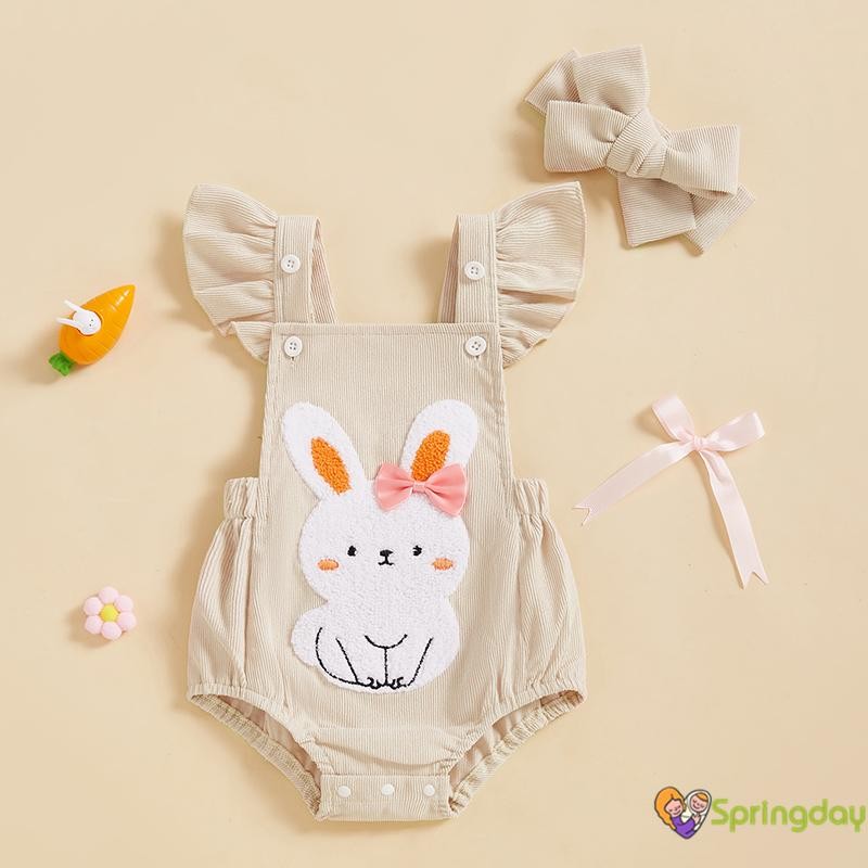 Springday1-Infant Baby Girls Easter Romper Cartoon Bunny Embroidery ...