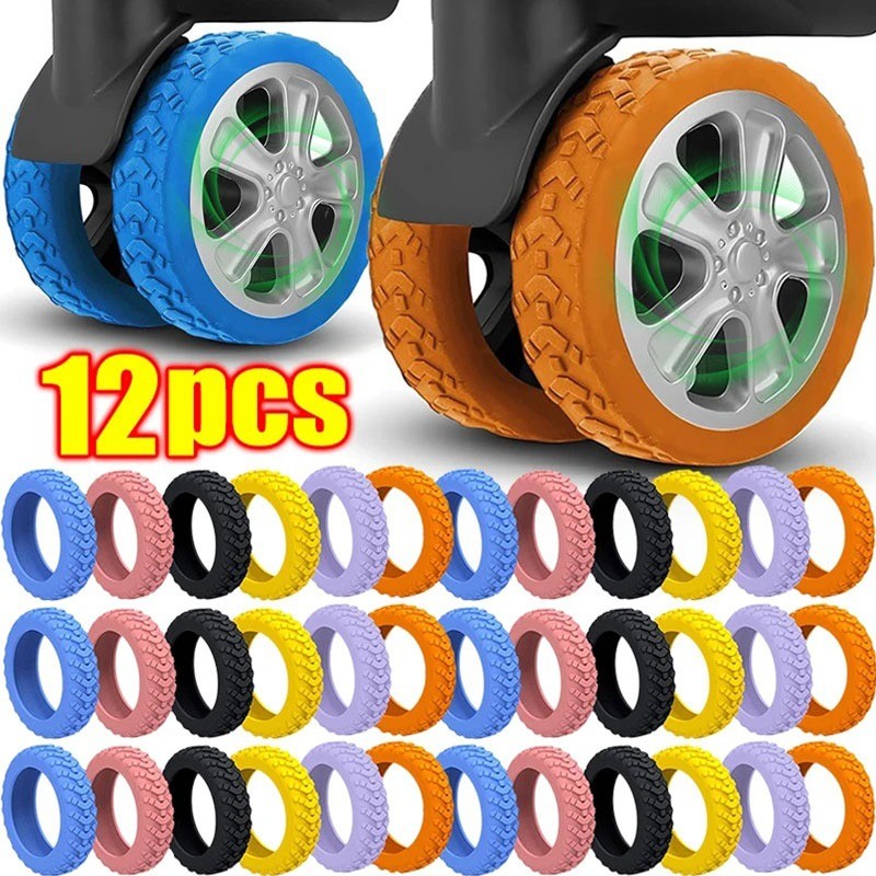 4/8/12Pcs Silicone Luggage Wheel Protector / Suitcase Wheel Silent ...