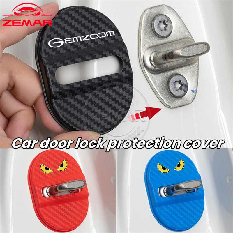 4Pcs GAC GS3 Emzoom Car Door Lock Protection Cover Carbon Fiber Texture ...