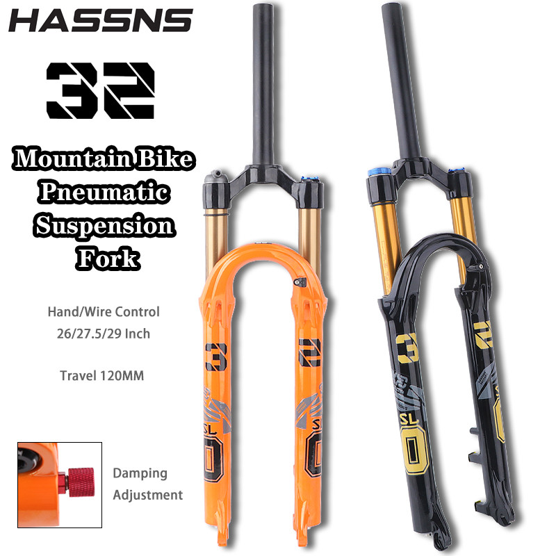 HASSNS Suspension bicycle fork 26 27.5 29er Mountain bike Pneumatic ...