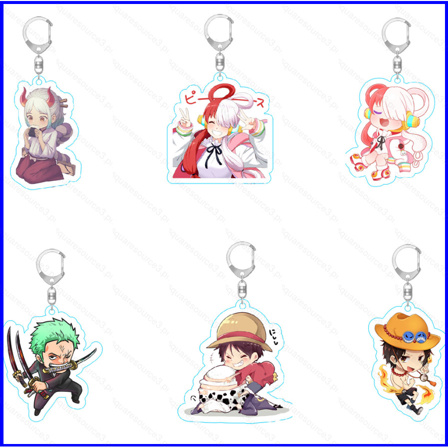 SQ3 One Piece RED Keychain Anime Keyring Acrylic Cute Bag Pendant ...