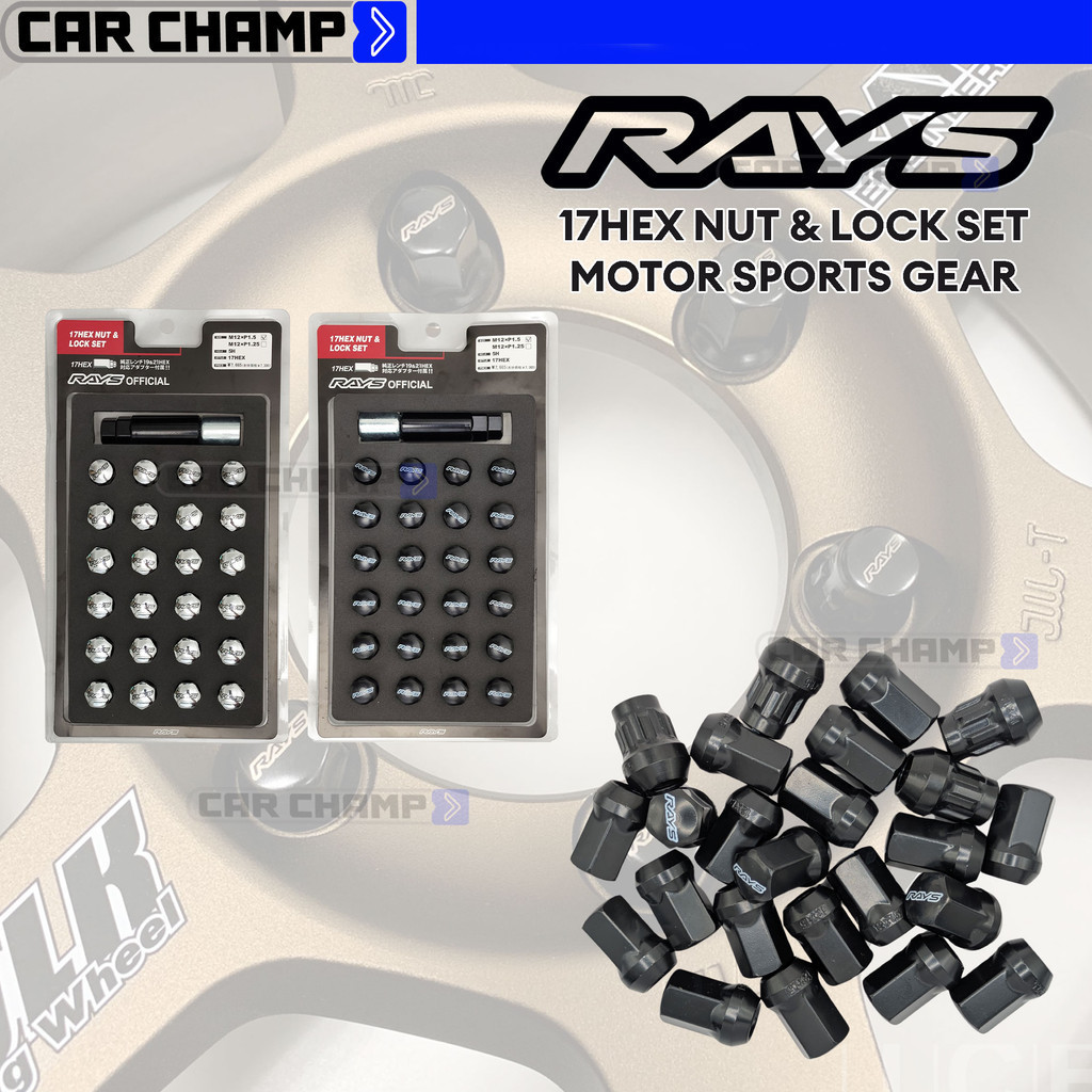 RAYS Official 17mm Hex Lugnuts and Lock 12 x 1.5mm 24pcs Lug Nut ( Car Accessories ) | Shopee ...