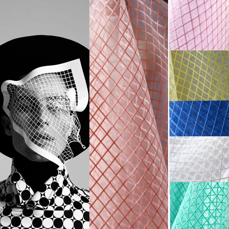 Hard Mesh Grid Fabric Organza Texture Breathable Dress Costume Material ...