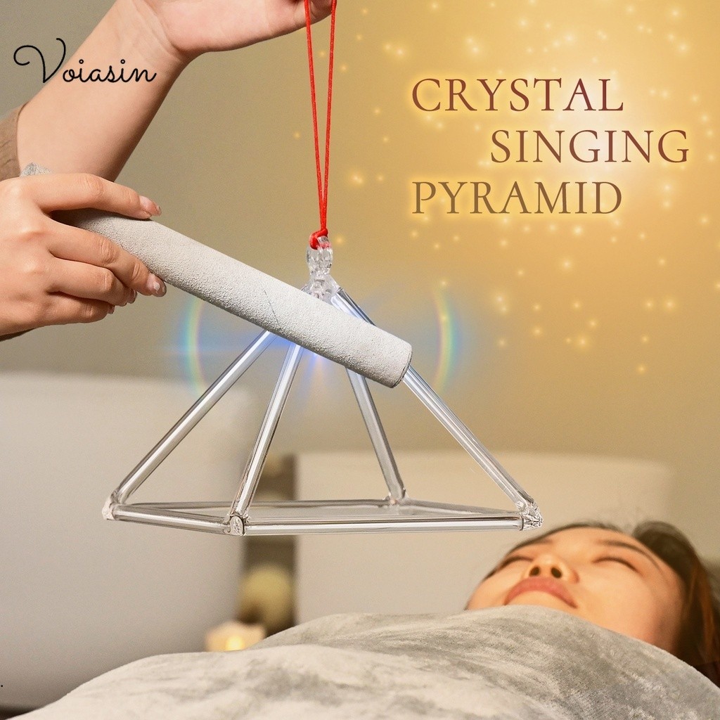 Voiasin 5~12inch Pure Quartz Crystal Singing Pyramid Mallet Excellent ...
