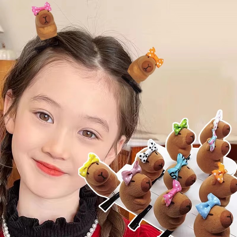 Capybara Flocking Hair Clip - Funny, Cute, Random Style, Cartoon - 3D ...