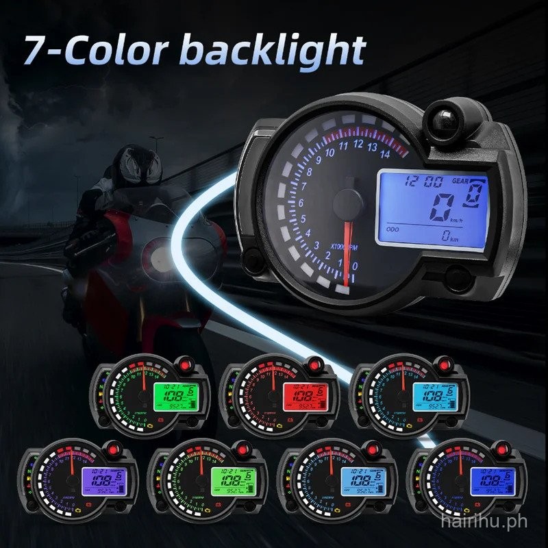 Universal Motorcycle Speedometer LED Digital Moto Dashboard 7color ...