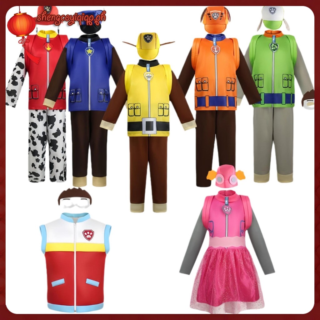 Kids Boys Girls Paw Patrol Costume Cosplay Chase Marshall And Skye ...