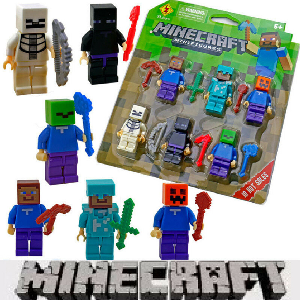 Minecraft Building Blocks Kids Toys 6Pcs Classis Figures Fit Building ...