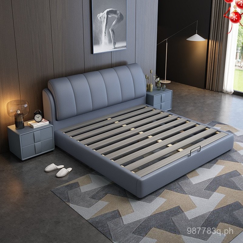 Cream Style Fabric Bed Suspension Bed Cloud Puff Bed Modern Minimalist ...