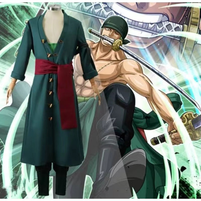 Roronoa Zoro 2nd Cosplay Costume For Men Outfits One Piece Kimono Robe ...