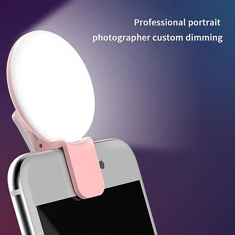 Clip On Cellphone Selfie Ring Light Adjustable Brightness Hand-held ...