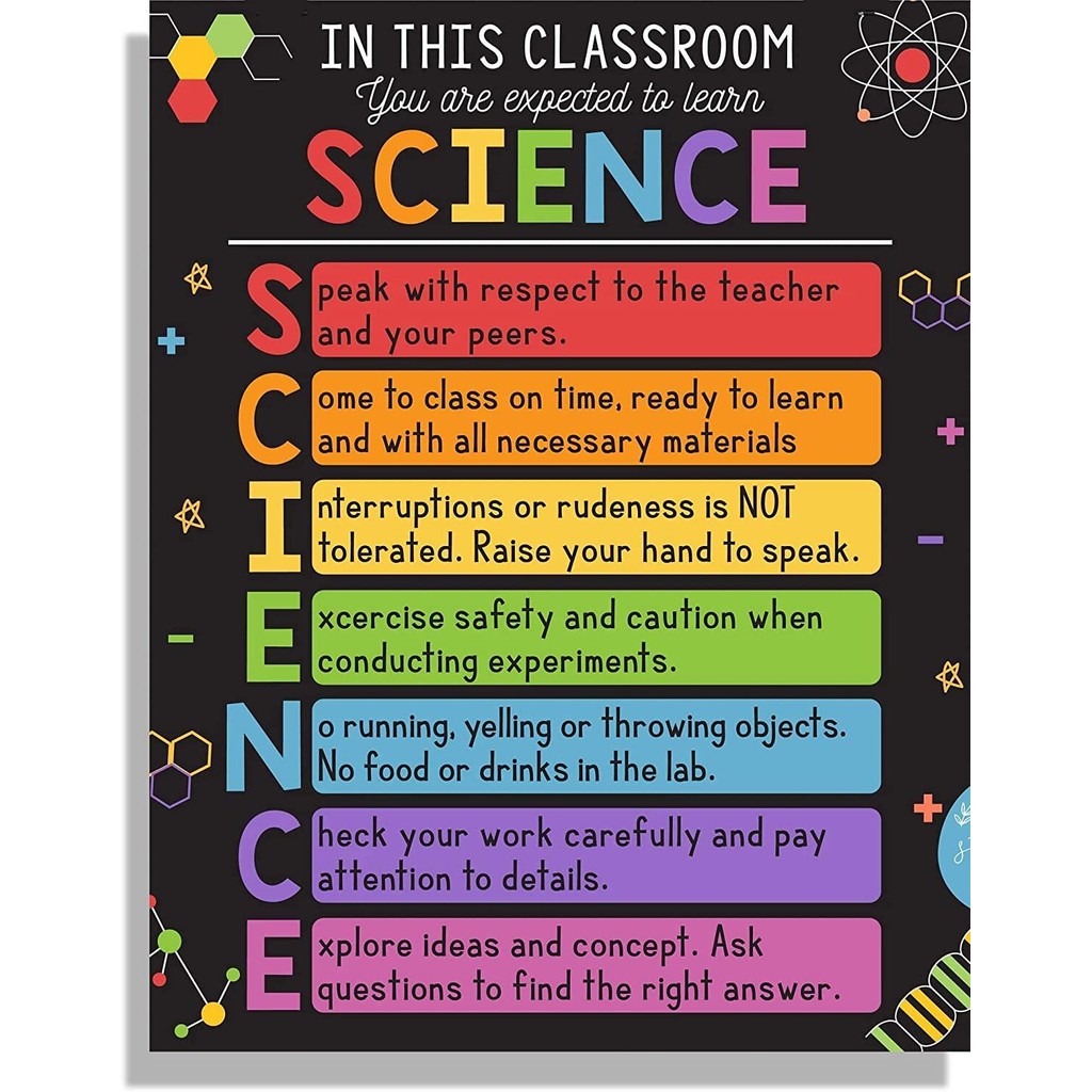 In This Classroom Colorful Science Classroom Rules Poster Science Class ...
