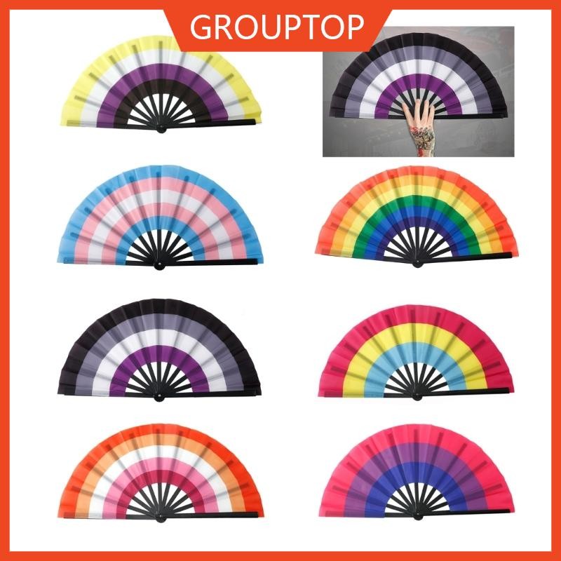 GROUP Dance Folding Fan KungFu Fan Rainbows Fan Colourful Hand Fans for ...