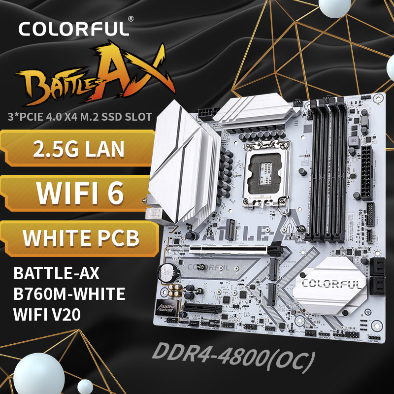 Colorful Intel B760 White Pcb Wifi Motherboard BATTLE-AX B760M-WHITE ...