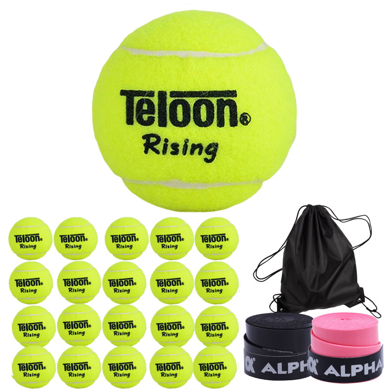 Teloon Tennis Balls 20Pcs with 2Pcs Overgrips + Carry Bag Pressureless ...