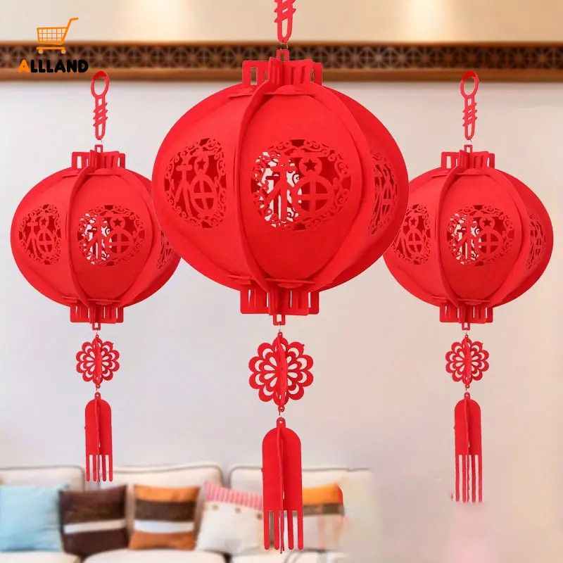 Chinese New Year Red Lanterns - Traditional Paper Lanterns with Lucky ...