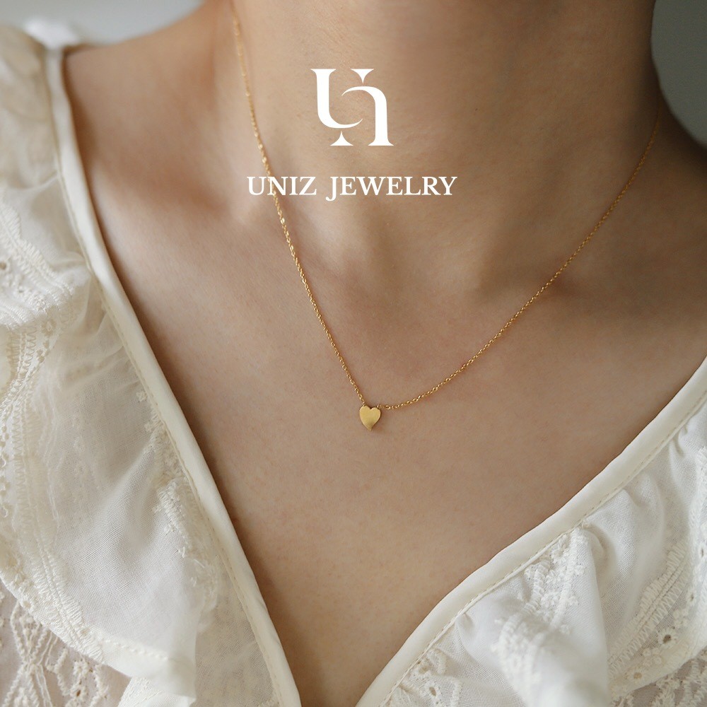 UNIZ 18K Minimalist Heart Mist Stacking Chain Tiny Pendant Necklace for ...