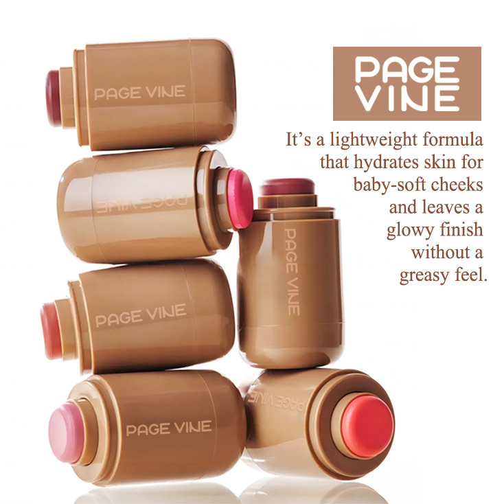 Page VINE Pocket Blush Stick Six Colors Lip Cheek Water Gloss Stick ...