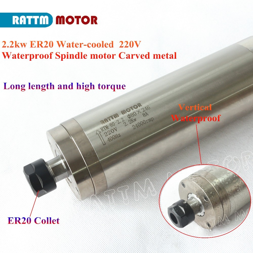 new C Kit Water cooled 2.2kw ER20 spindle motor Waterproof Carved ...