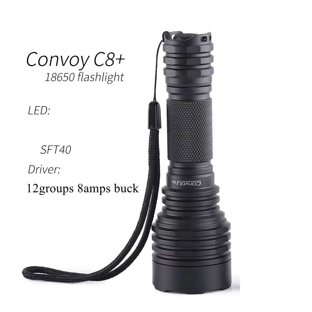 Convoy C8+ Flashlight with luminus SFT40 LED 8A Thower Light Canping ...