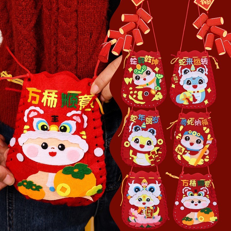 Non-woven Fabric Snake Pattern Handbag Traditional DIY Handmade Cartoon ...
