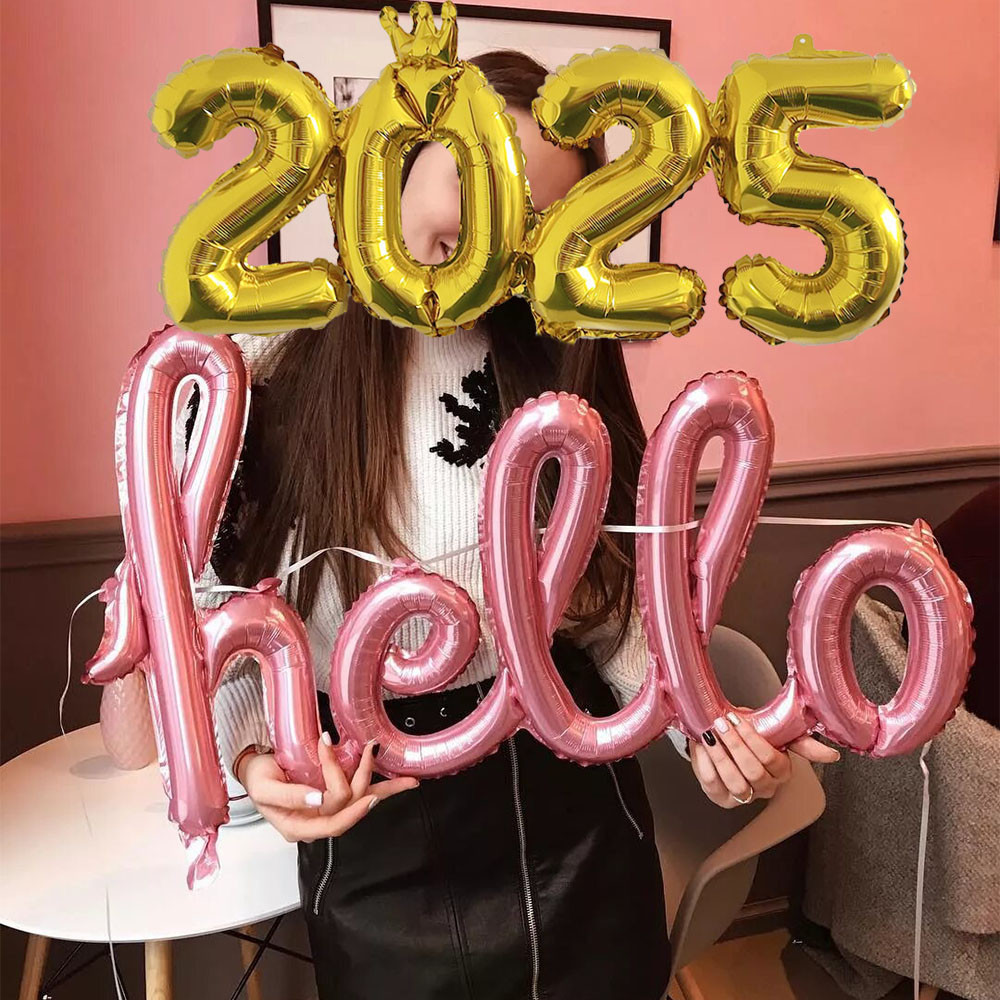 16inch Retro Aluminum Film Balloon Conjoined English Small Letter Hello ...