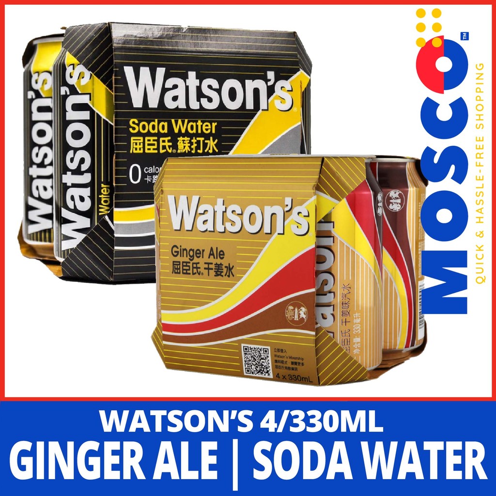 Watsons Soda Water & Ginger Ale, Tonic Water (4 X 330ml) | Shopee ...