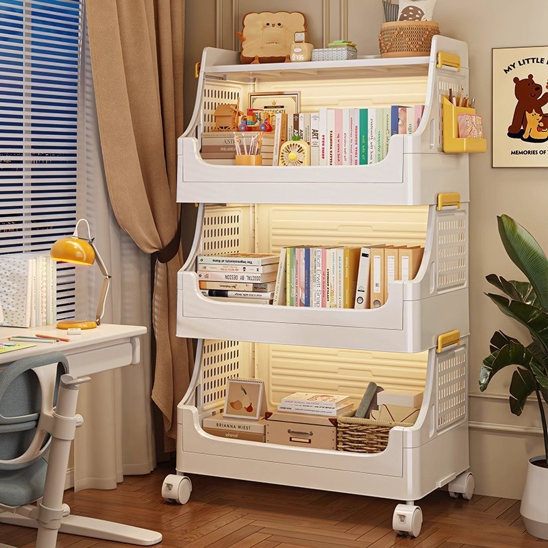 Movable Bookshelf Home Living Room Floor Multi-Layer Book Storage Rack ...