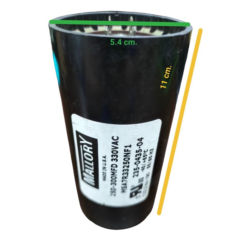 Mallory, Motor Starting Capacitor 250-300 MFD 330 VAC - M250-300MFD ...
