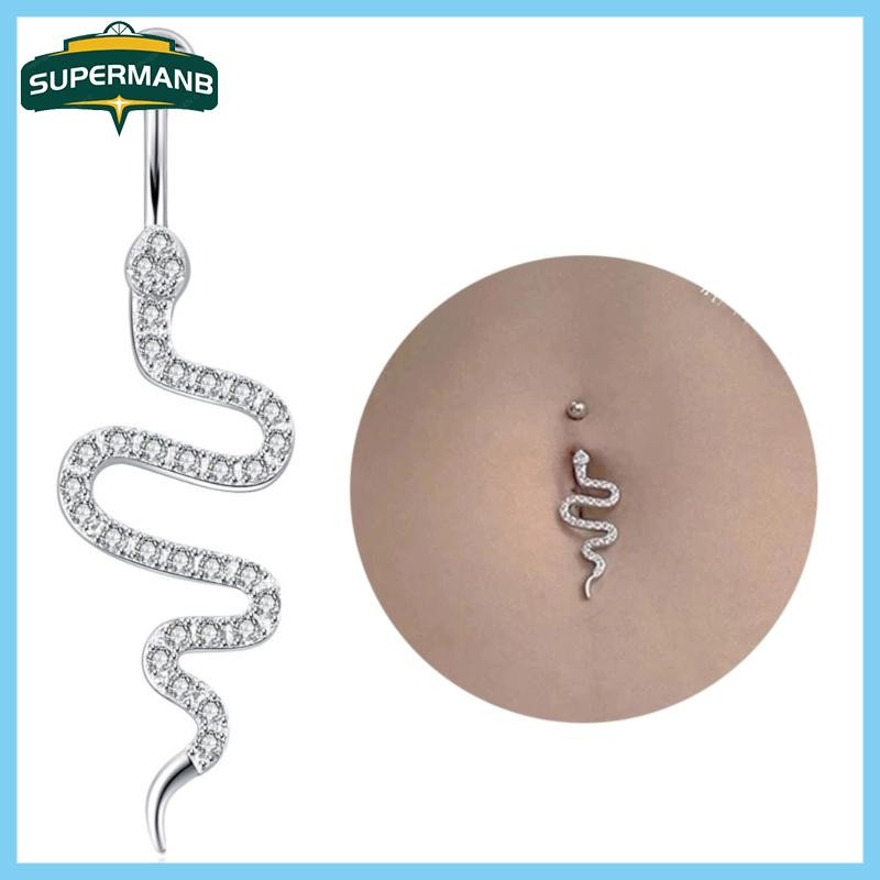 SUP Snake Belly Ring Zircon Navel Ring Chain Belly Button Ring Body ...