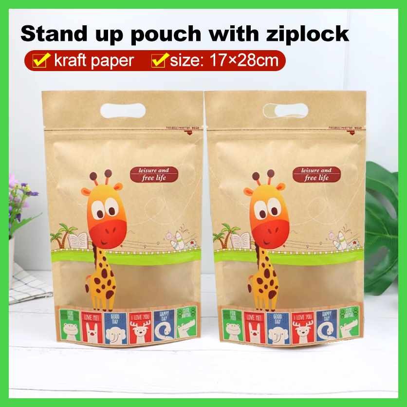 50pcs;i*Giraffe$S{Kraft!sb[Paper,lo[stand,Tb[up,pV[pouch,yy[Resealable ...