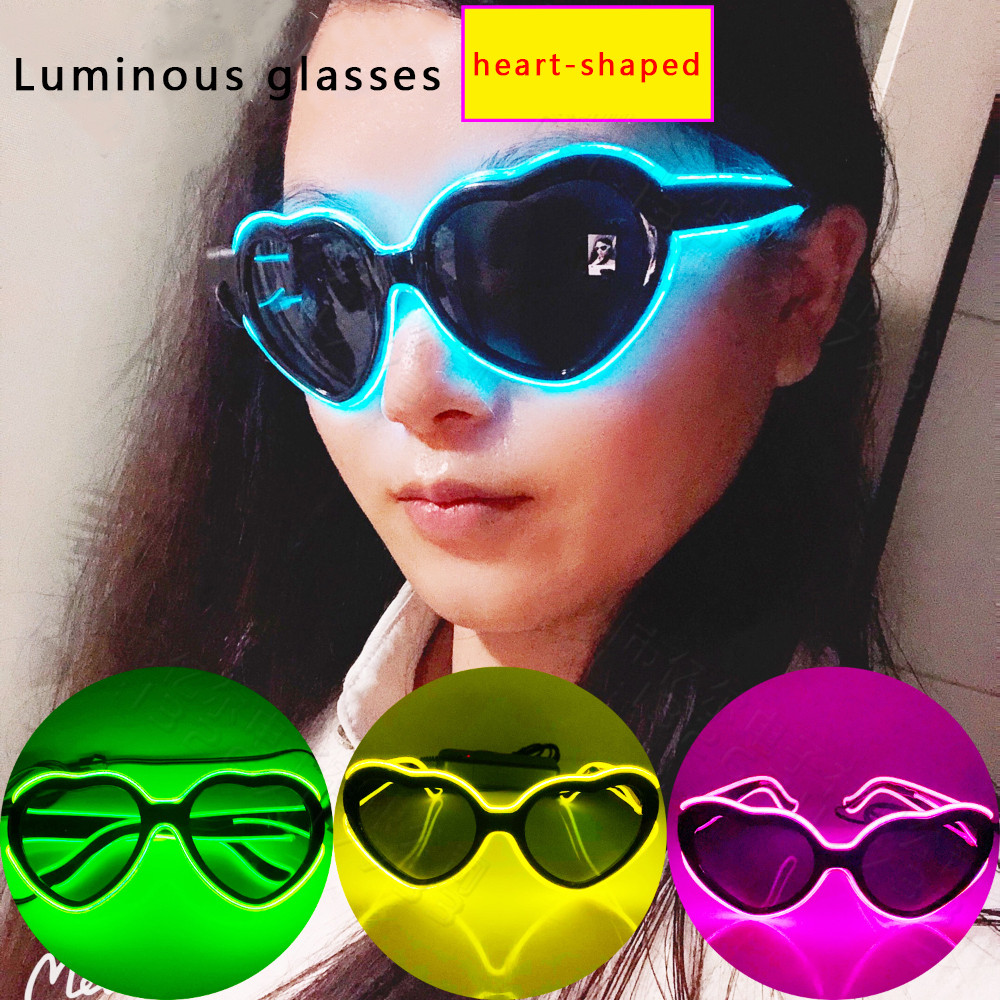 LED Heart Glasses Neon Glasses LED Heart Shaped Glow Shades for Parties ...