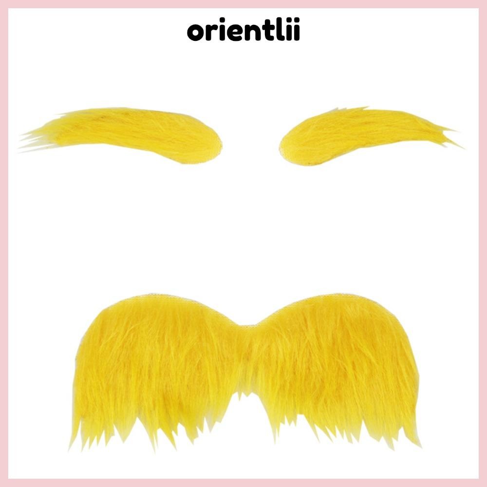 ORIENTLEE Self Adhesive Fake Beard, Fake Party Makeup Ball Eyebrows Set ...