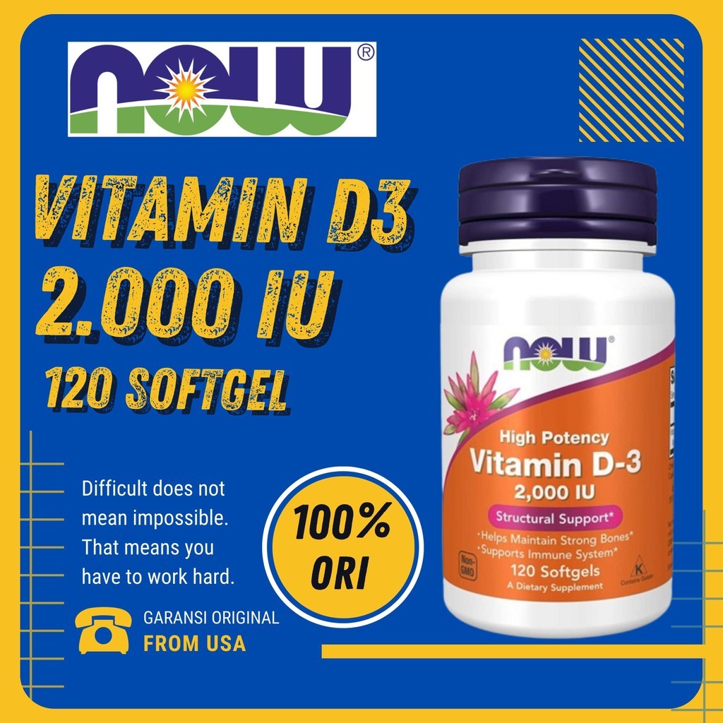 Now Food Vitamin Vit D-3 D3 D 3 High Potency 2000IU 2000 IU 120 / 240 softgels Original Bone ...