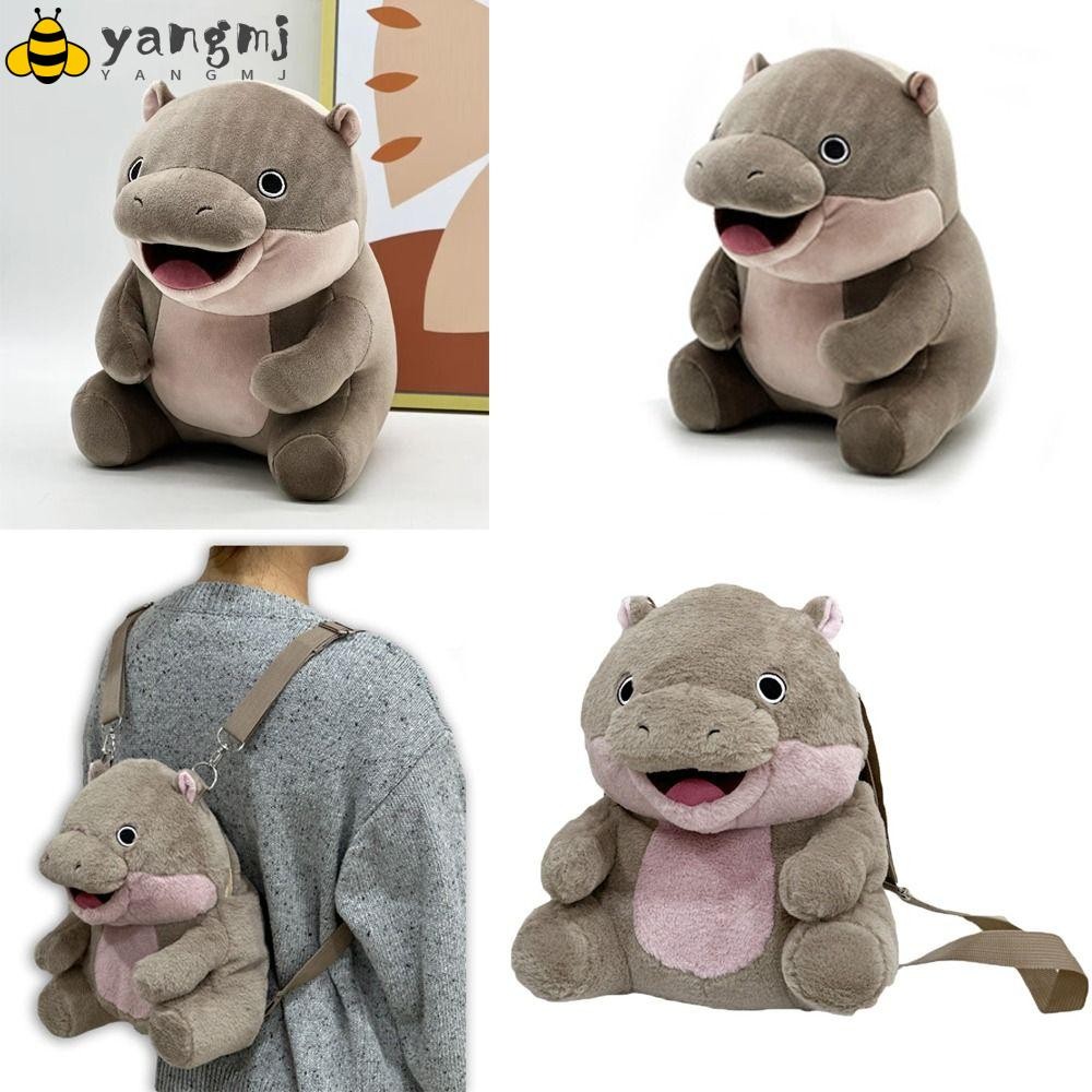 YANGMJ Moo Deng Plush Toy, Hippopotamus Baby Soft Moo Deng Backpack ...