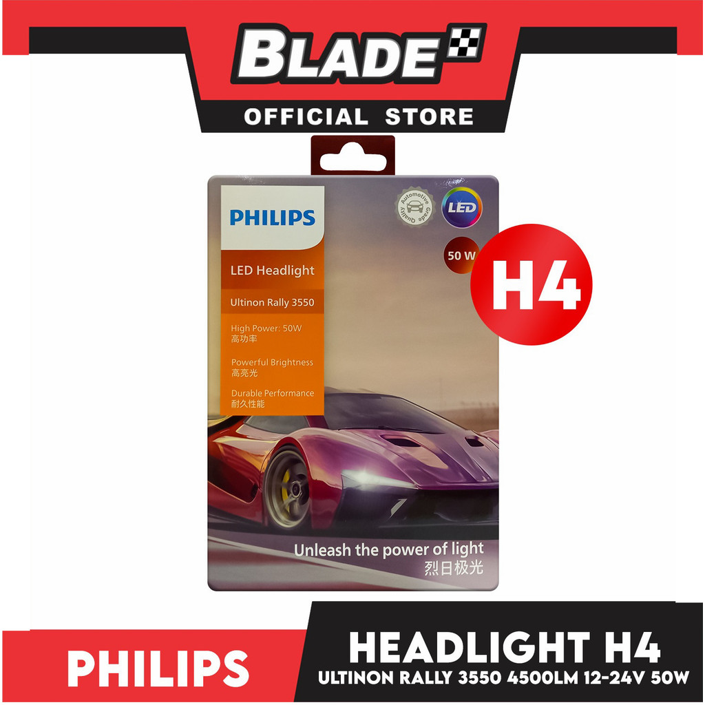Philips Led Car Headlight Ultinon Rally 3550 H4 50W 4000 lumens ...