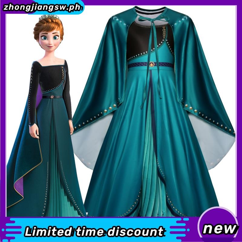 Frozen Anna Elsa Dress Girls Party Dresses Cosplay Anna Snow Queen ...