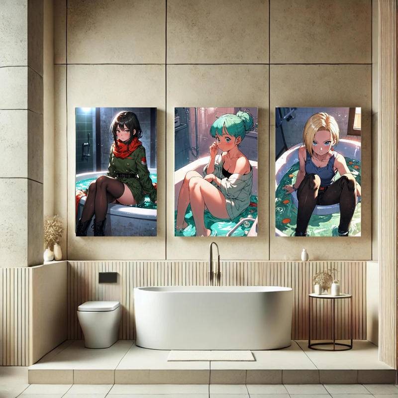 Dragon Ball Z Waifu Art Set Bulma Mai and Android 18 in Bathtub Anime ...