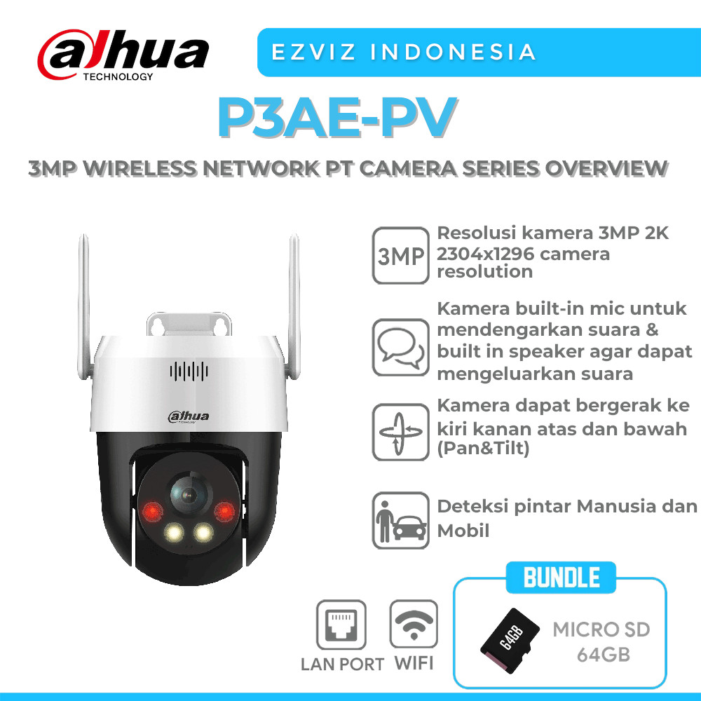 Dahua P3AE-PV 3MP WIRELESS NETWORK PT CAMERA SERIES OVERVIEW FREE MICRO SD 64GB | Shopee Philippines