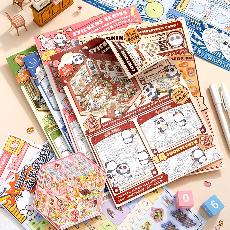 ENWEI 2 Pcs [Landscape Game Series] Cute Deco Stickers Coated Sticker ...